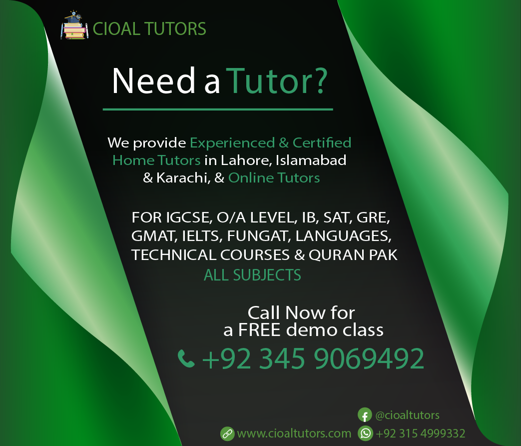 Home tuition in Lahore Bahria Town | CIOAL TUTORS | GCSE & IGCSE ...